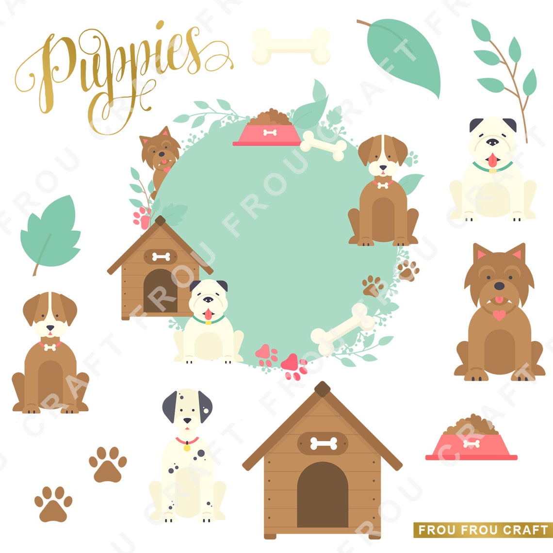 Puppies Clipart Little Dog Dogs Digital Collage Sheet - Etsy