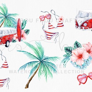 Beach Clipart Holiday Summer Vacation Surf Watercolor Sea Surf Aloha ...