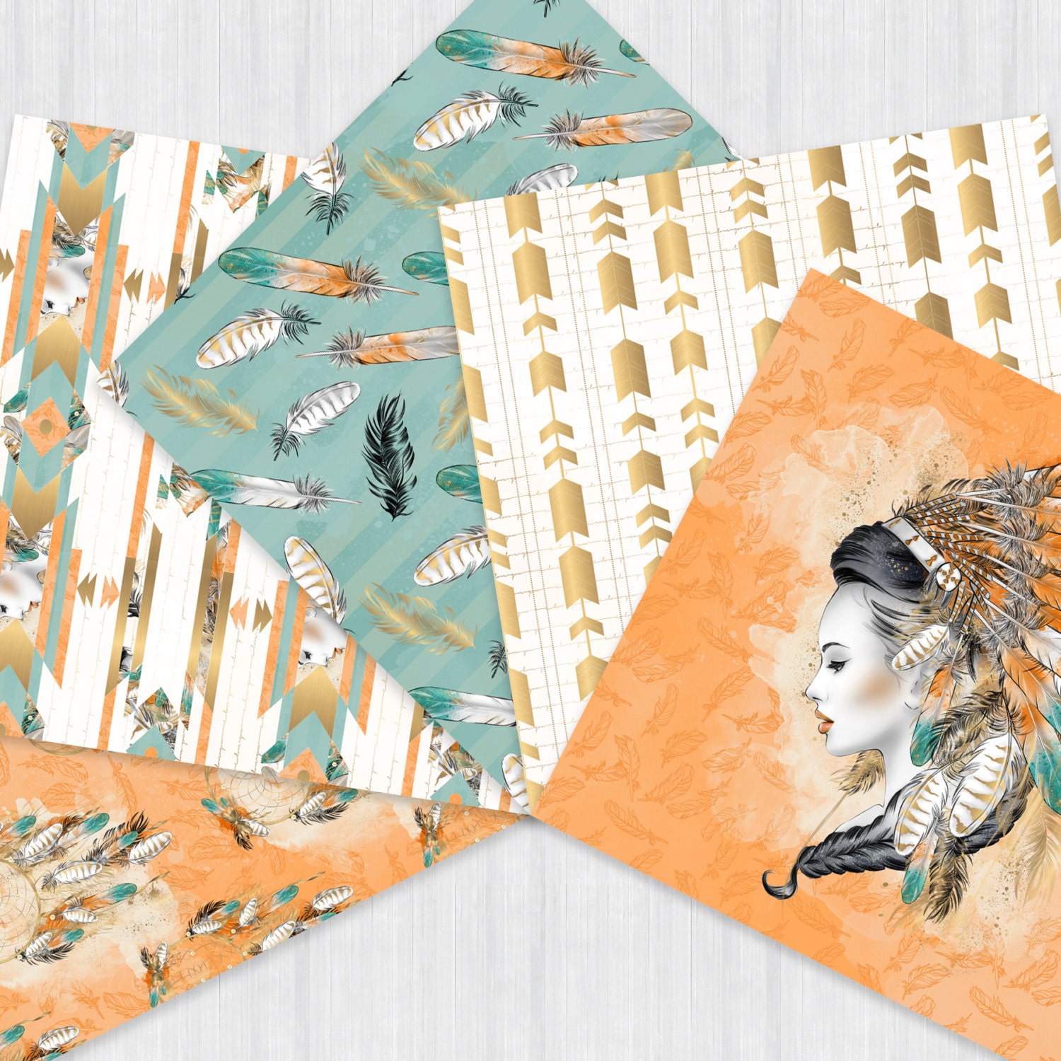 Tribal Paper Pack Native American Digital Backgrounds - Etsy UK