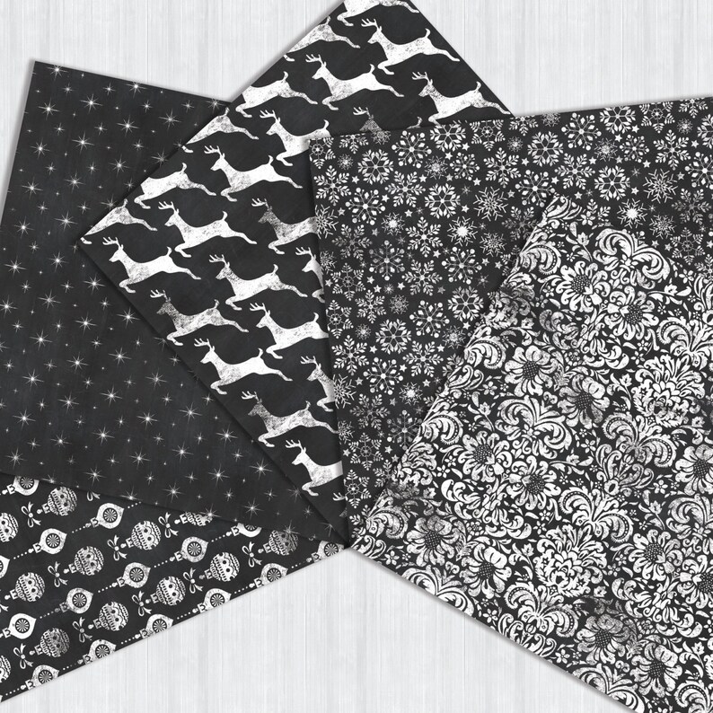 Chalkboard Christmas Digital Paper Pack Instant Download - Etsy