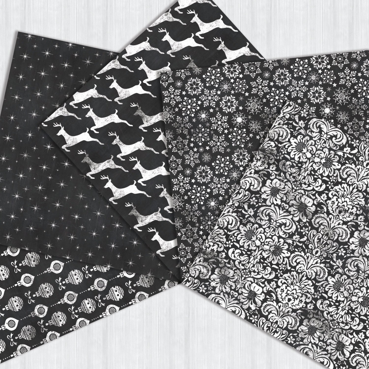 Chalkboard Christmas Digital Paper Pack Instant Download - Etsy