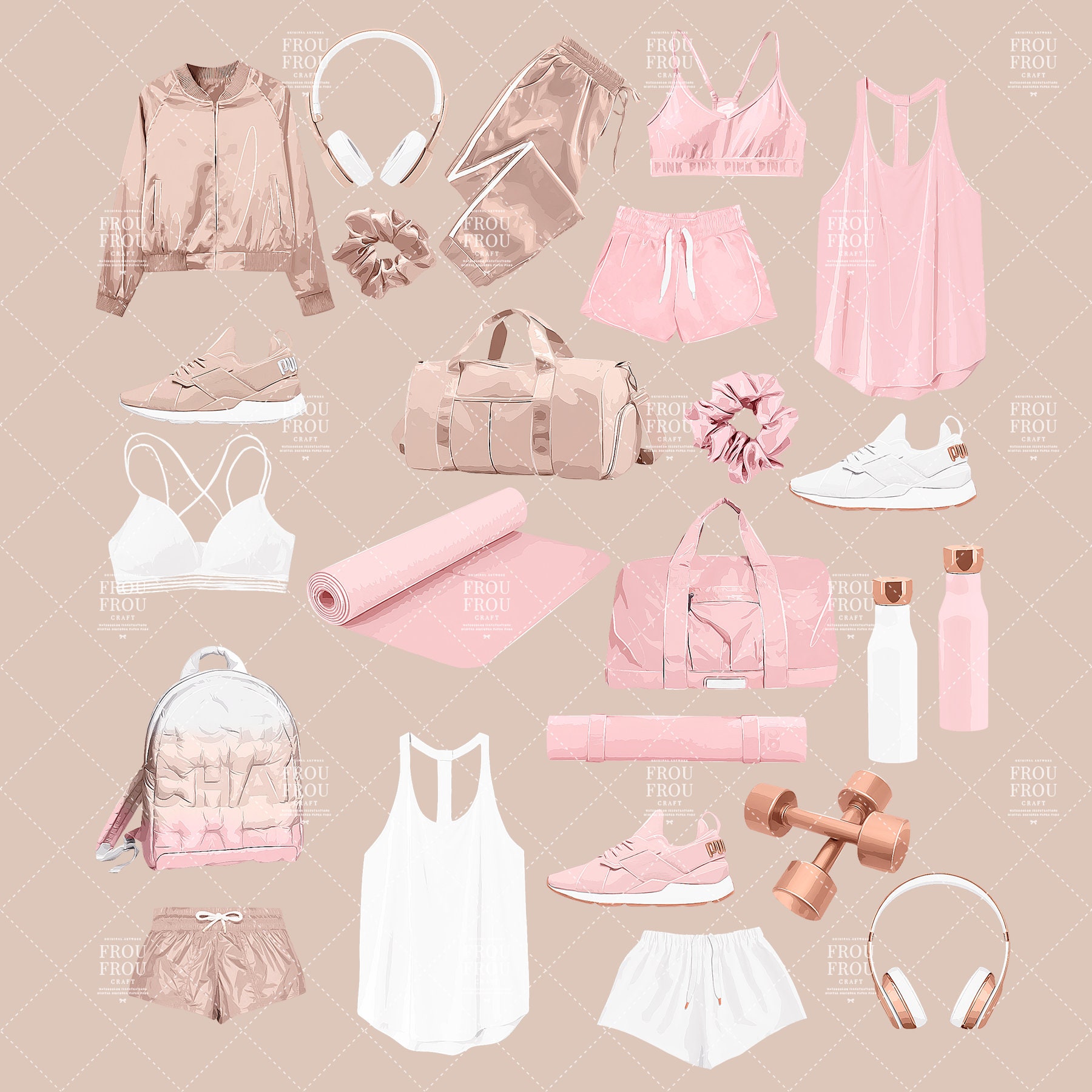 Yoga Clipart Sport Clip Art Fitness Clipart Pastel Rose | Etsy