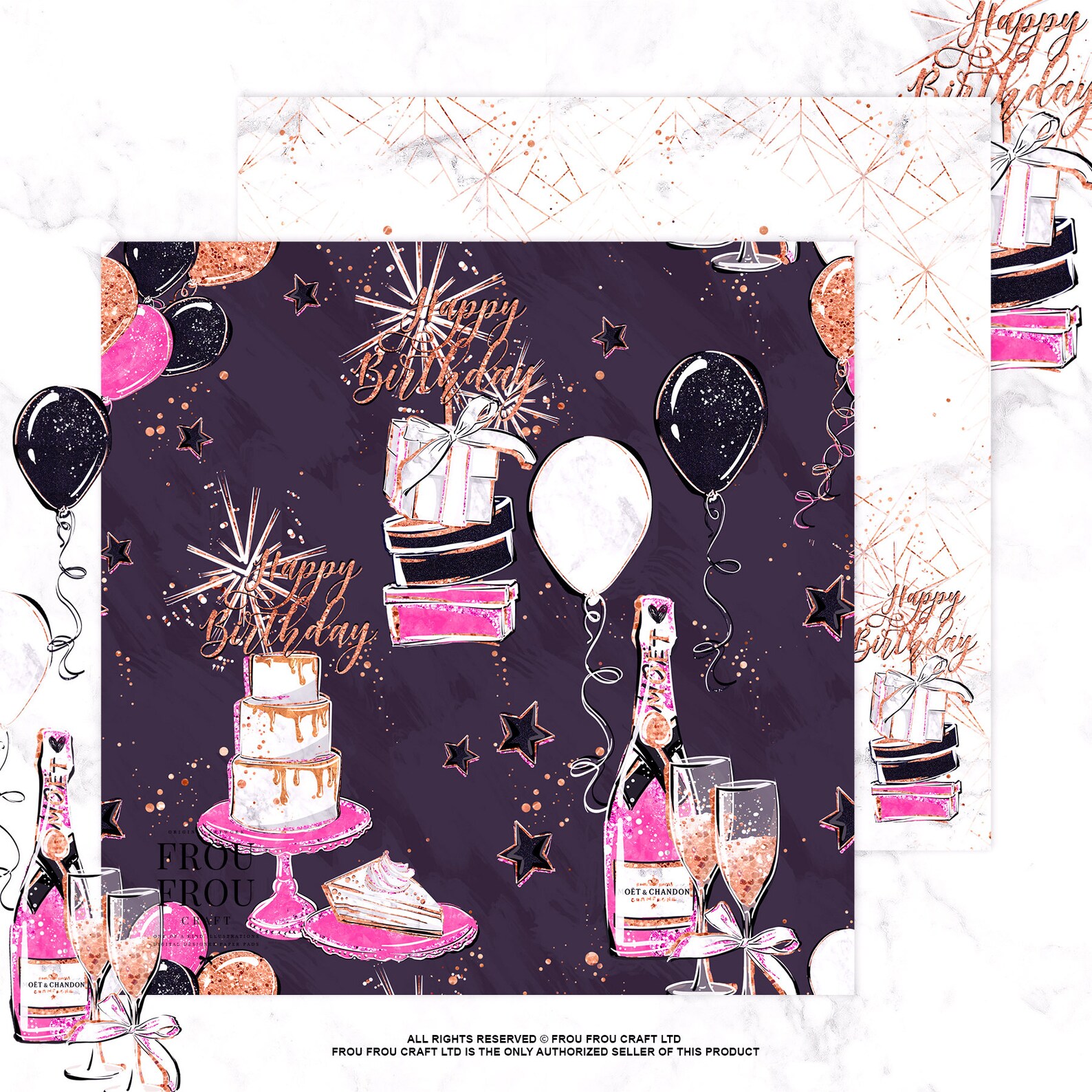 Party Paper Pack Pink Birthday Digital Paper Pad Sweet 16 - Etsy