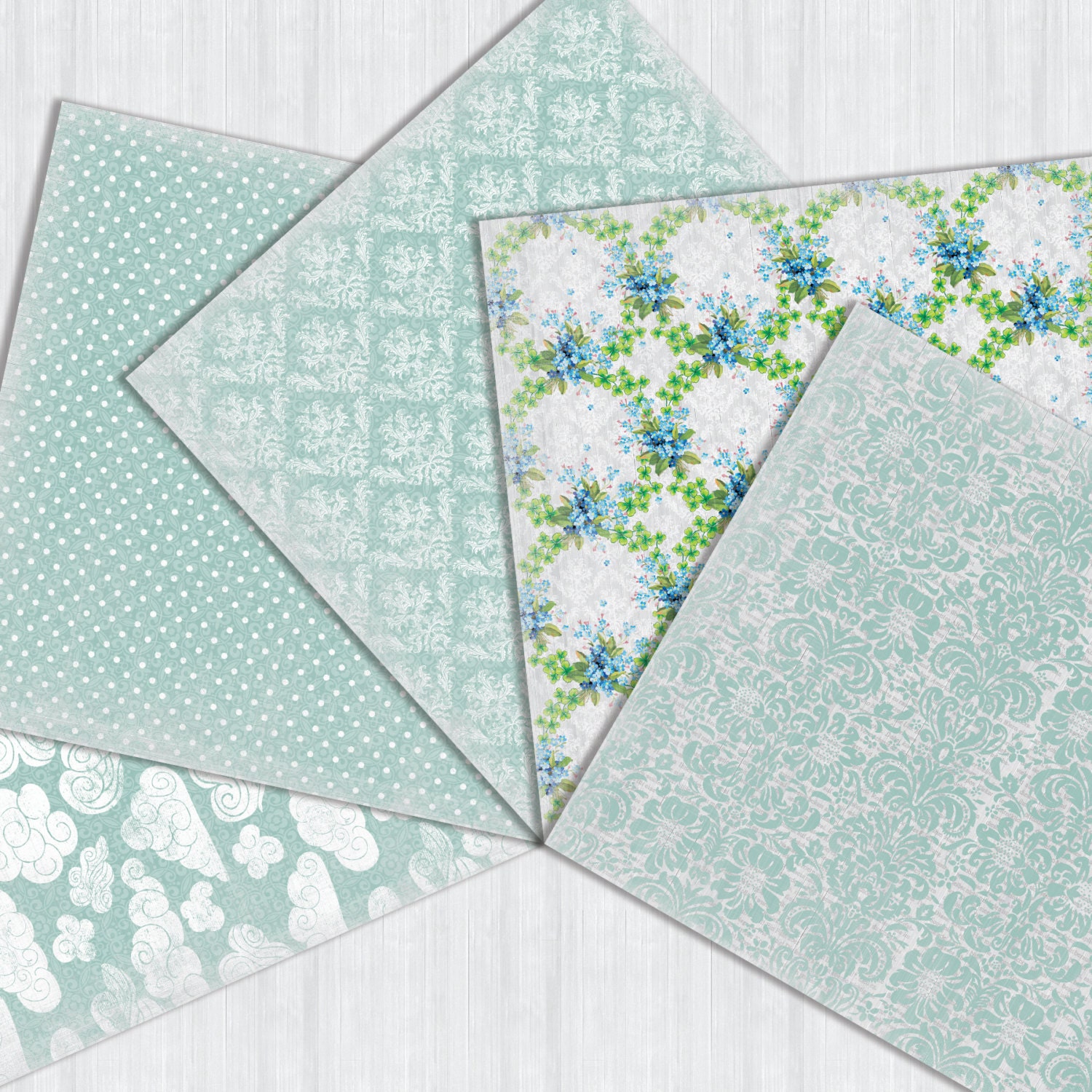 Forget Me Not Digital Paper Pack Instant Download Daisy Blue - Etsy