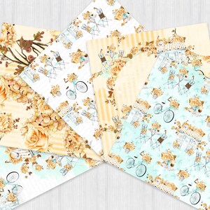 Paris Paper Pack Coffee Digital Backgrounds Watercolor Bakery Seamless ...