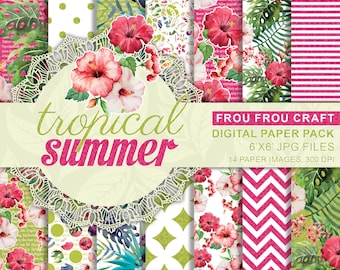 Tropical Summer Digital Paper Pack Instant Download Hawaii - Etsy