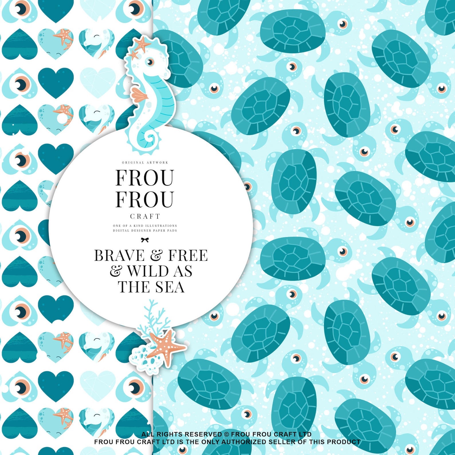 Sea Digital Paper Pack, Cute Underwater Paper Pack, Nursery Pastel ...