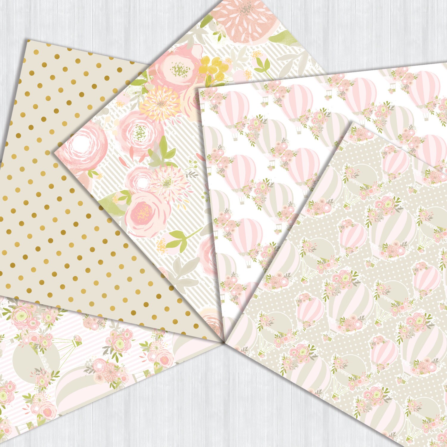 Cute Pink Baby Digital Paper Ballet Digital Hot Air Balloon - Etsy