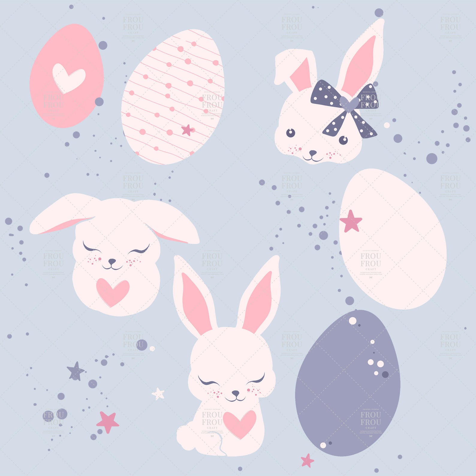 Easter Clipart Spring Clip Art Cute Bunny Decals Nursery - Etsy