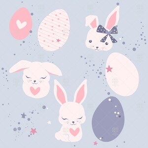 Easter Clipart, Spring Clip Art, Cute Bunny Decals, Nursery Neutral ...