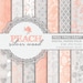 Peach Silver Digital Paper Pack Instant Download Grey Pink Vintage Wood ...