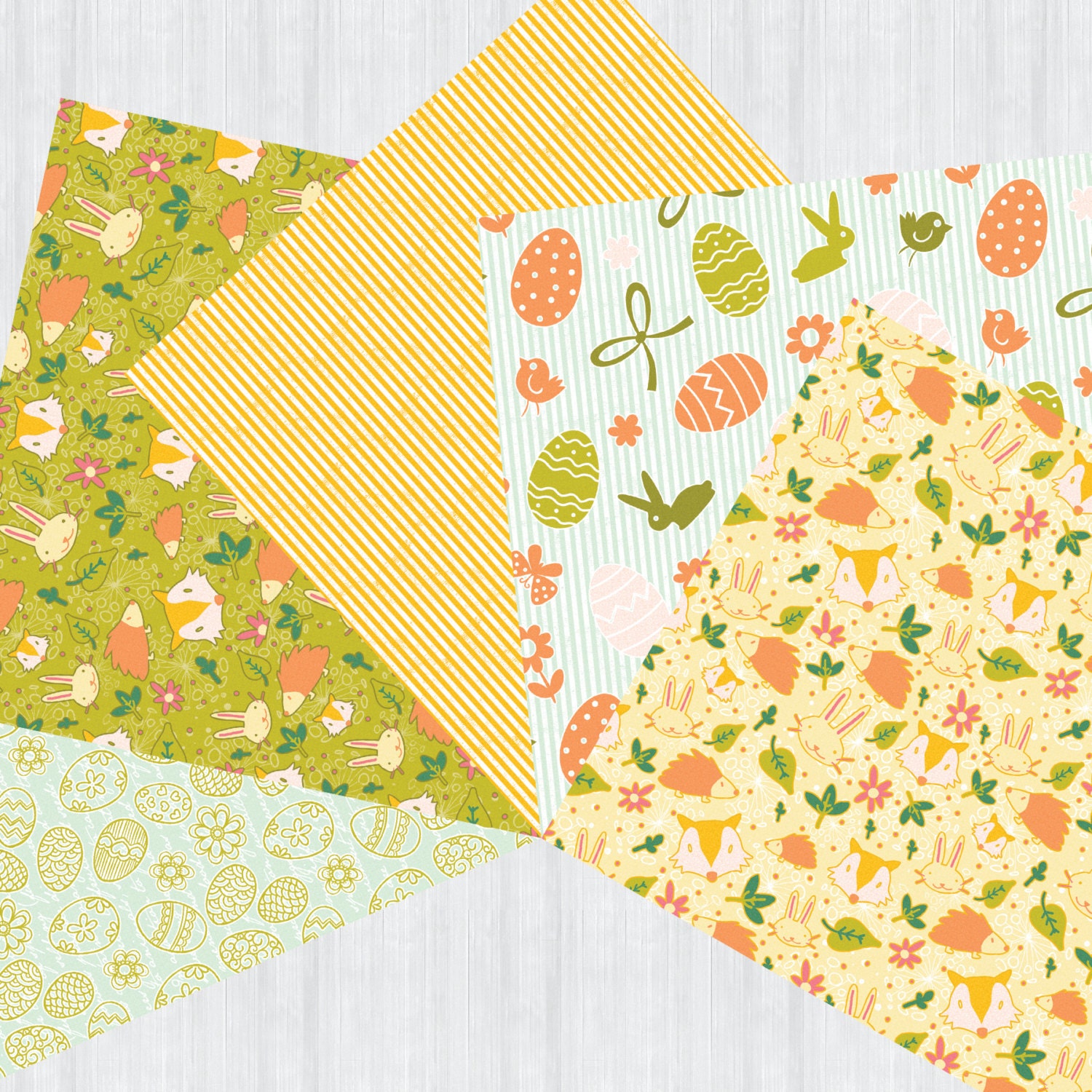 Happy Easter Digital Paper Pack Instant Download Eggs Bunny Chick Polka ...