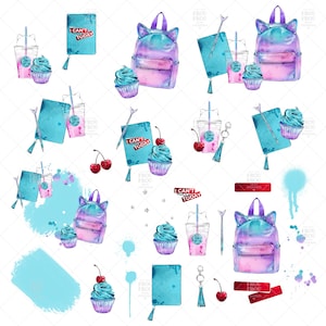 Back to School Clip Art, Unicorn Clipart, Stationary Planner Stickers ...