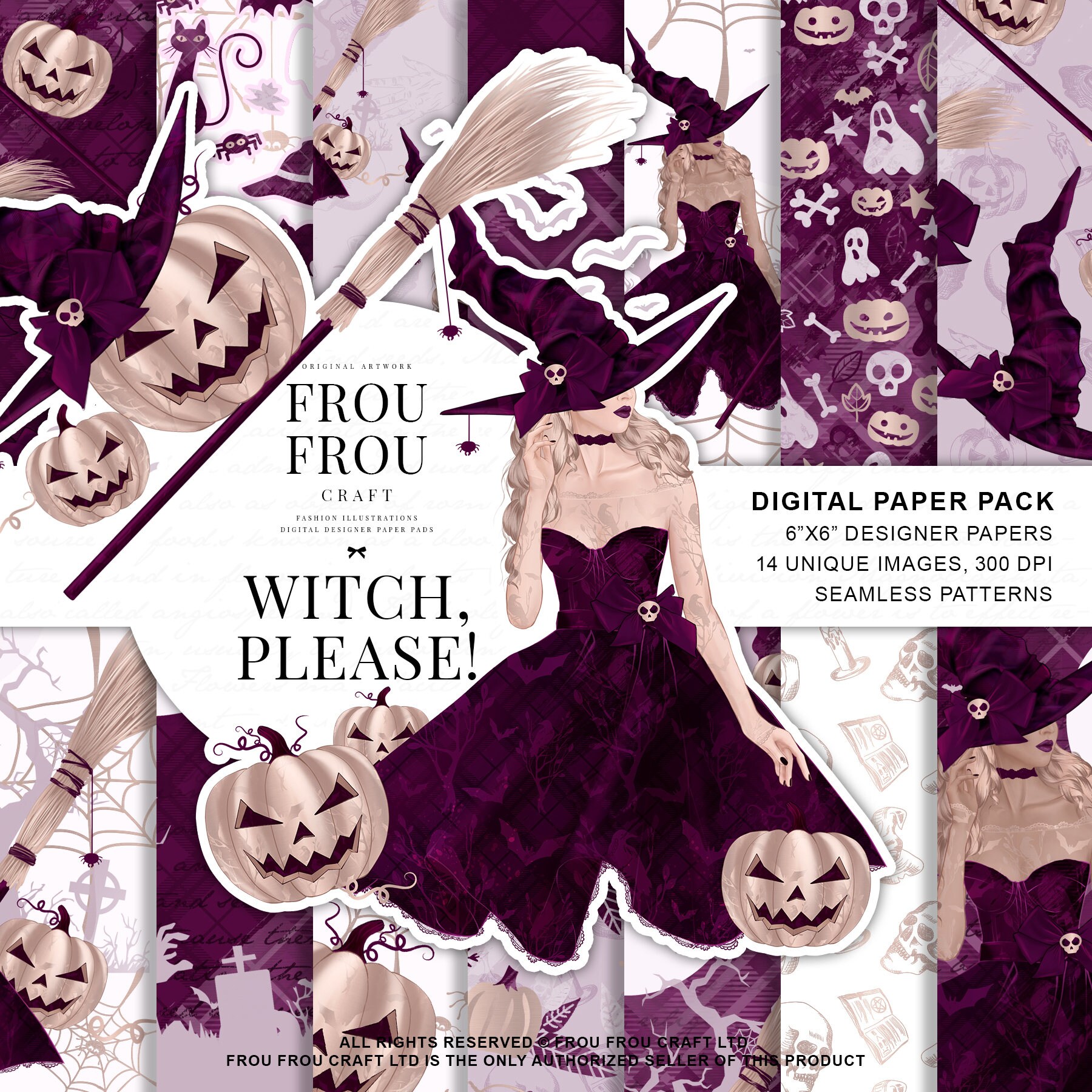 Halloween Paper Pack Witch Digital Paper Pack Fashion Girl - Etsy