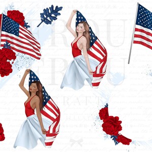 4th of July Clipart, Independence Day Clip Art, American Girl Fashion ...
