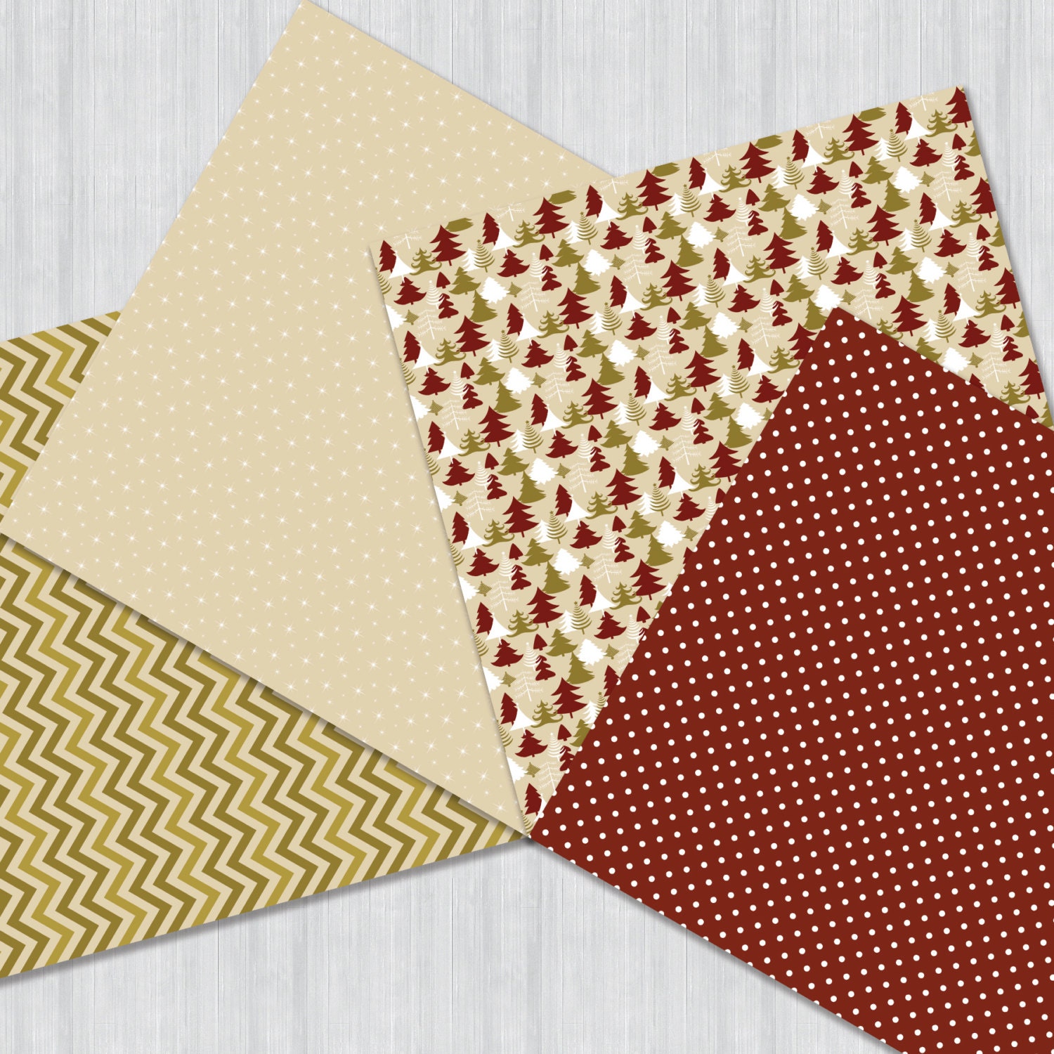 Vintage Christmas Digital Paper Pack Instant Download Red Bordeaux ...