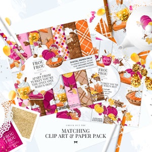 Thanksgiving Paper Pack, Pumpkin Digital Paper Pack, Pumpkin Pie Fabric ...