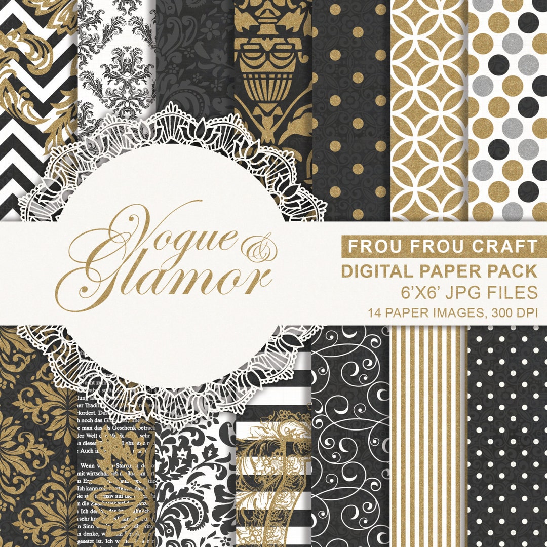 Black Glitter Digital Paper Pack Instant Download Pattern White ...
