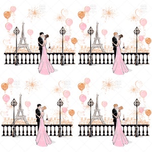 Valentine Clipart Fashion Scene Anniversary Engagement Wedding Gold ...