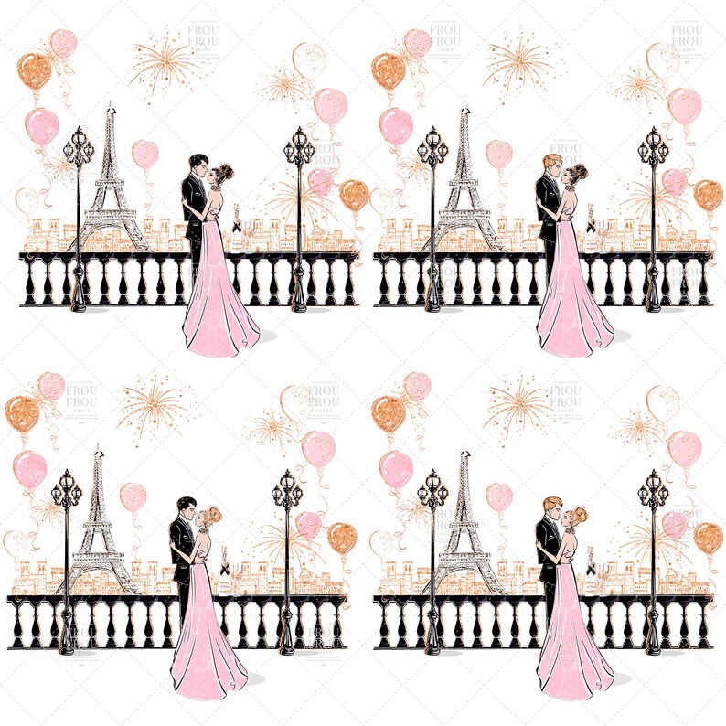 Valentine Clipart Fashion Scene Anniversary Engagement Wedding Gold ...