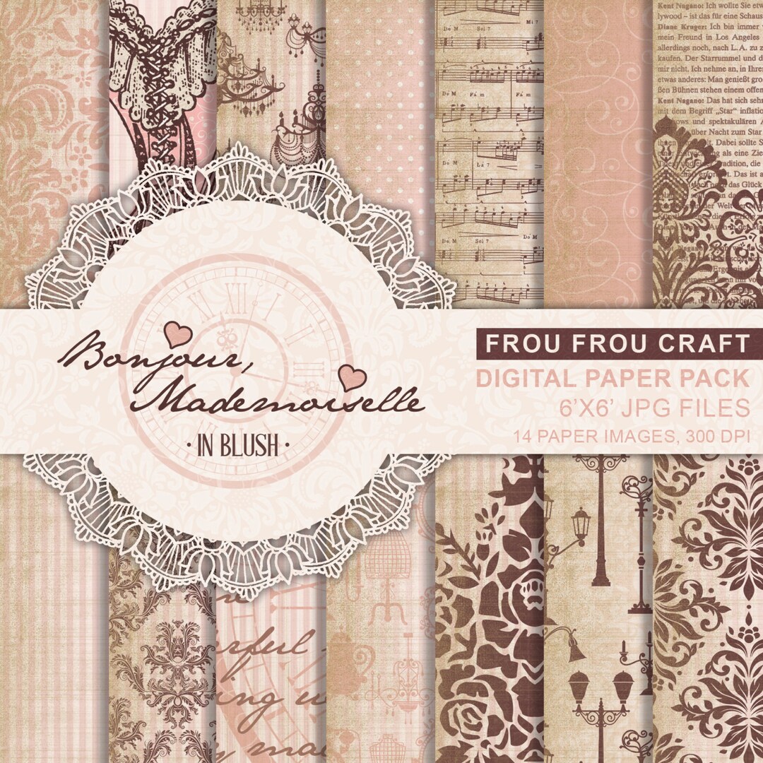 Vintage Blush Digital Paper Pack Instant Download Pink French Rustic ...