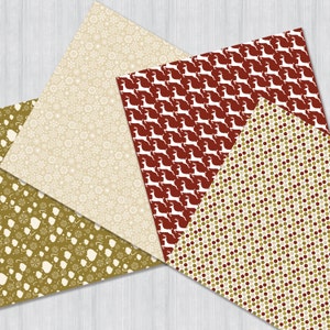 Vintage Christmas Digital Paper Pack Instant Download Red Bordeaux ...