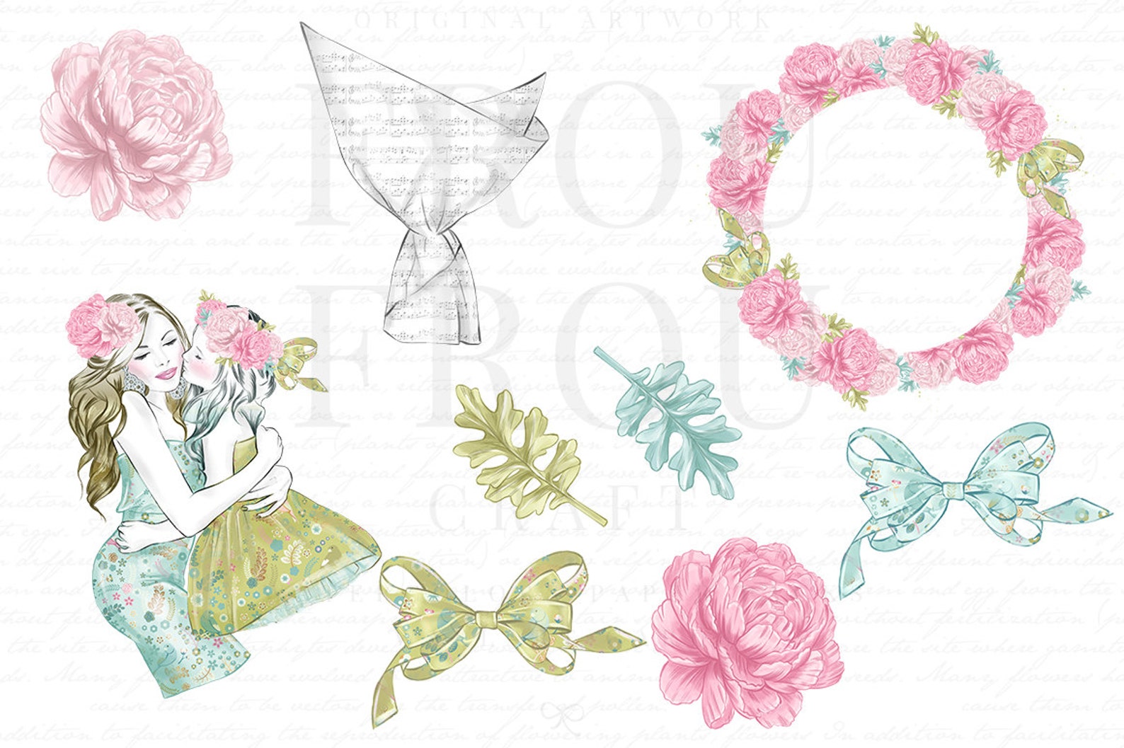 Mothers Day Clipart Baby Girl Clipart Spring Clip Art Mom - Etsy