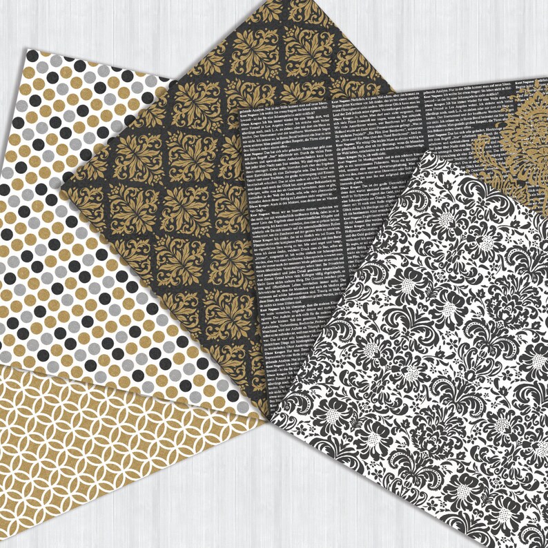 Black Glitter Digital Paper Pack Instant Download Pattern White ...