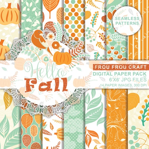 Fall Digital Paper Pack Instant Download Autumn Seamless Cute - Etsy