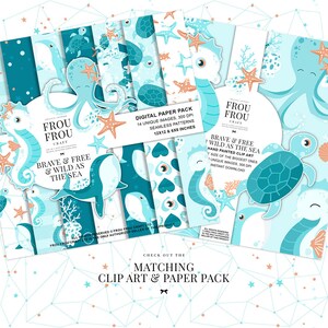 Sea Digital Paper Pack, Cute Underwater Paper Pack, Nursery Pastel ...