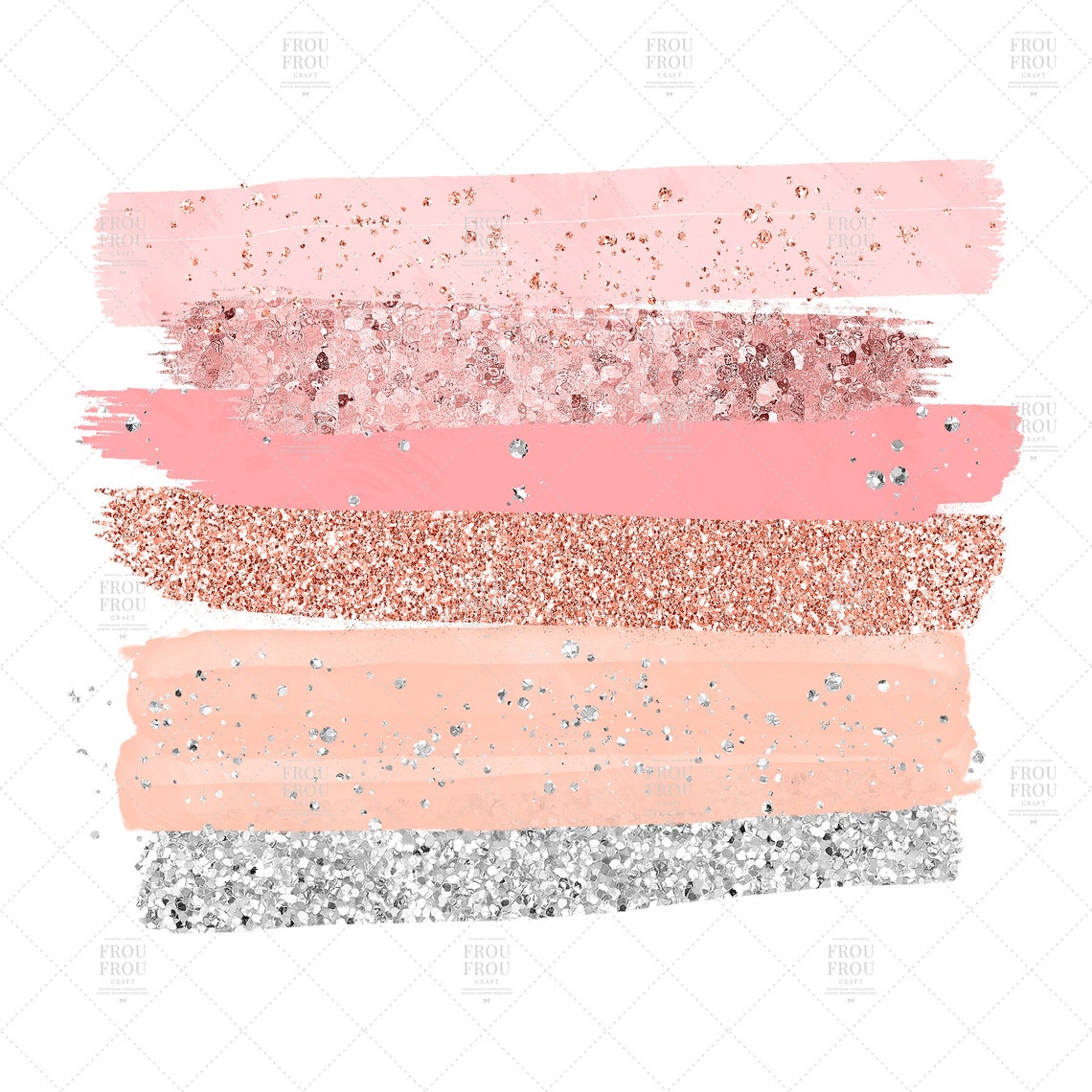 Mermaid Glitter Brush Strokes Pink Peach Rose Gold Color - Etsy