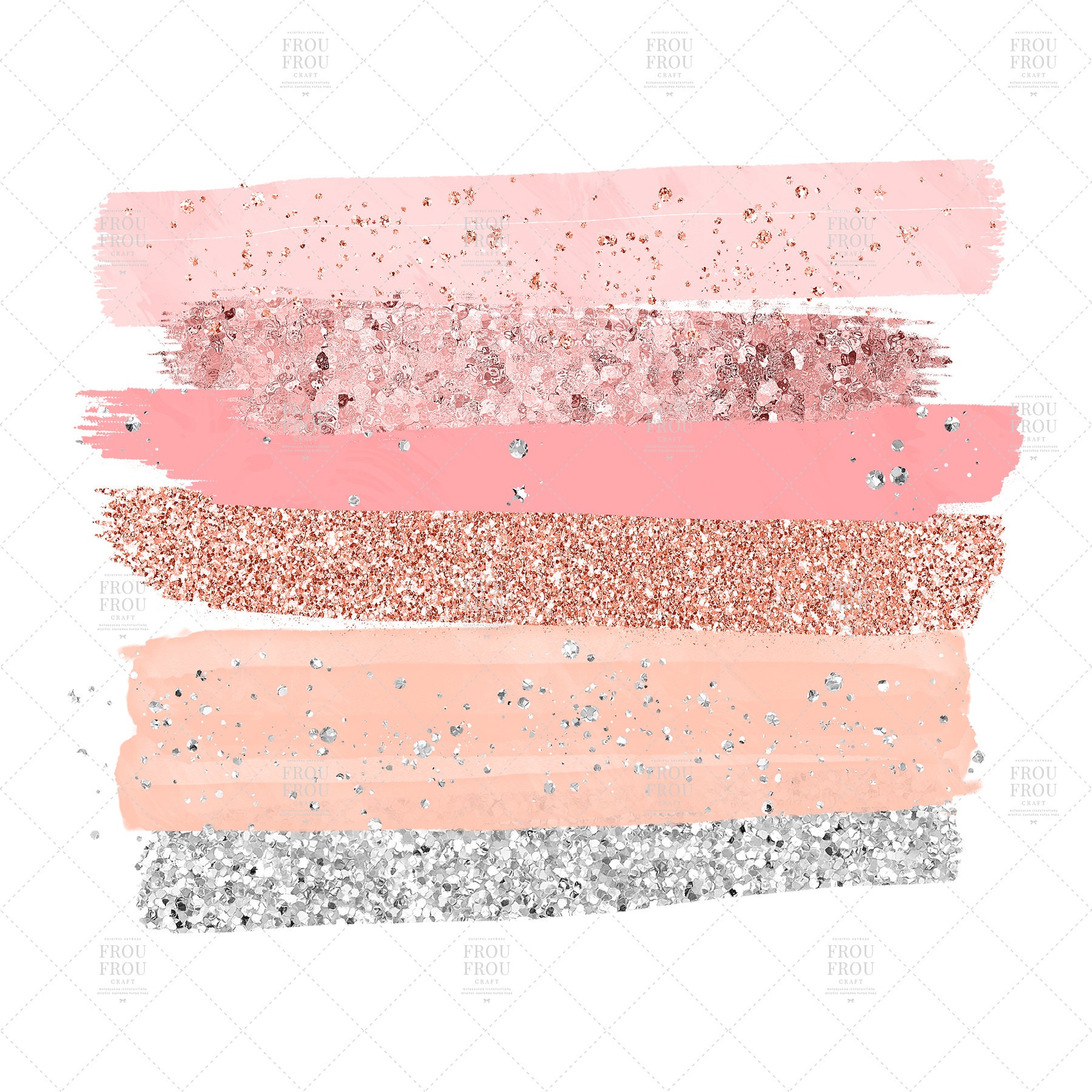 Mermaid Glitter Brush Strokes Pink Peach Rose Gold Color - Etsy