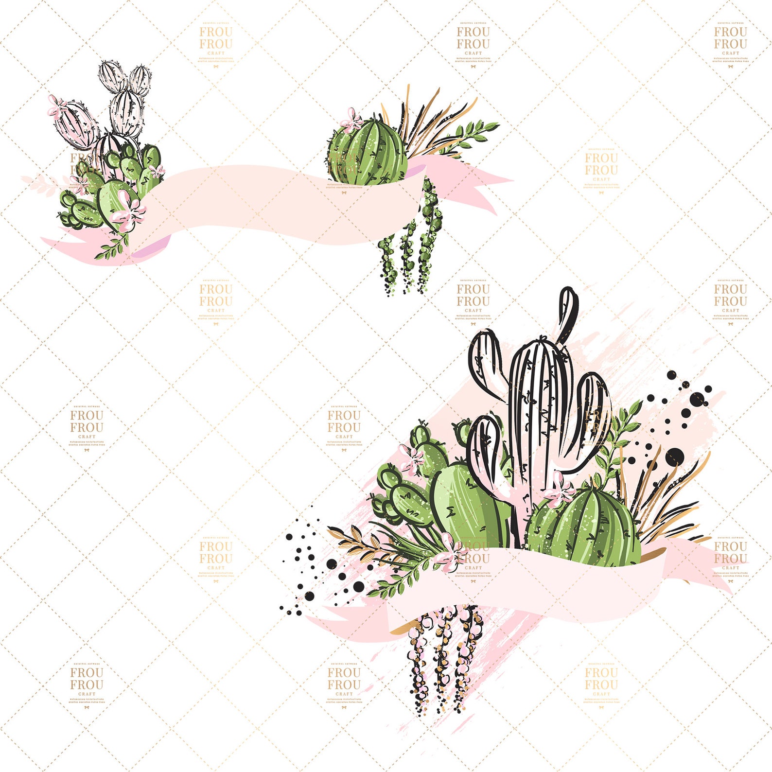 Succulent Clipart, Cactus Clip Art, Terrarium Botanical Images, Floral ...