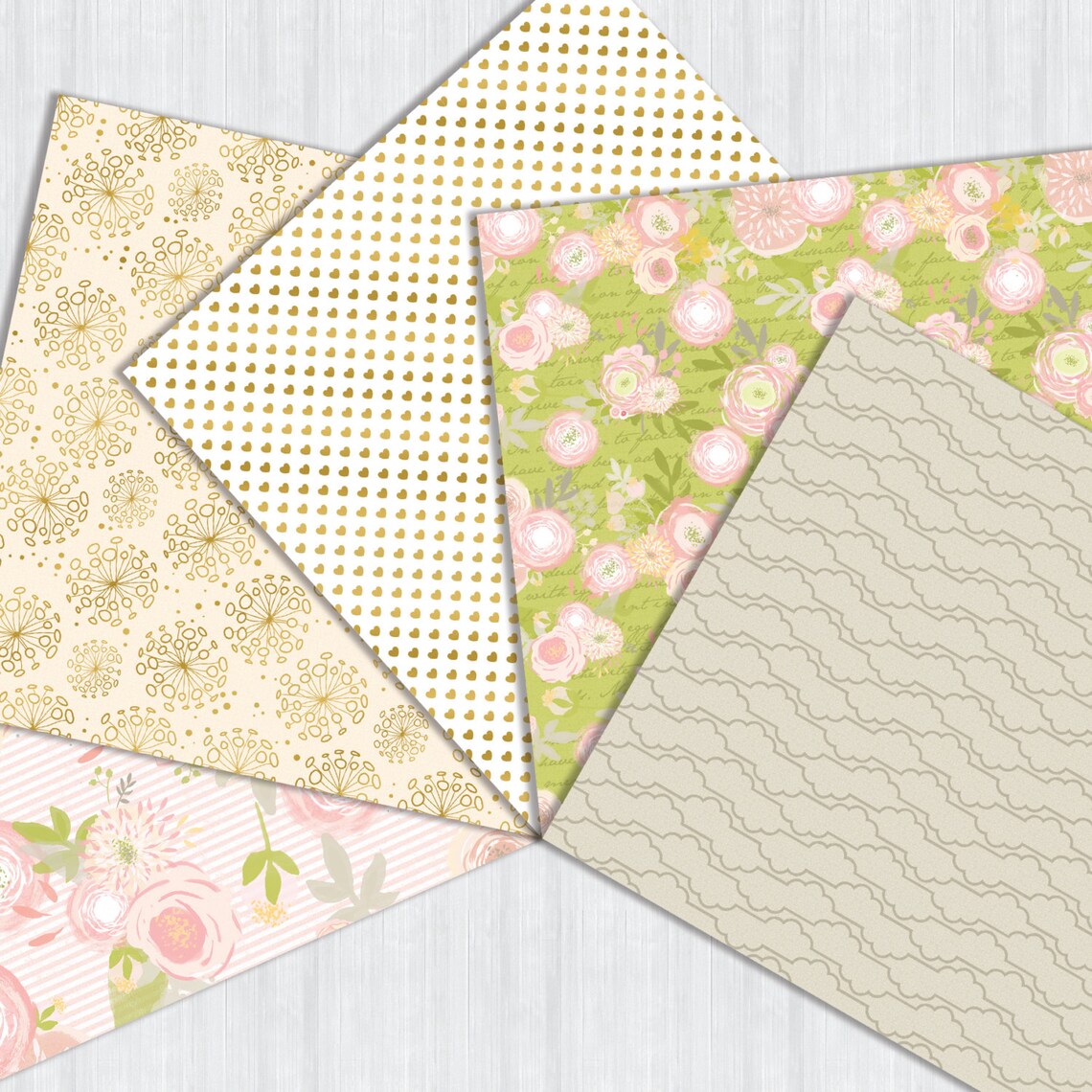 Blush Pink Flowers Digital Paper Pack Instant Download Spring - Etsy