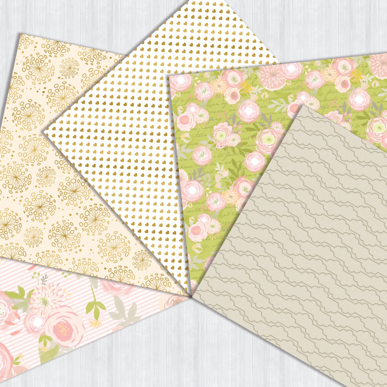 Blush Pink Flowers Digital Paper Pack Instant Download Spring - Etsy