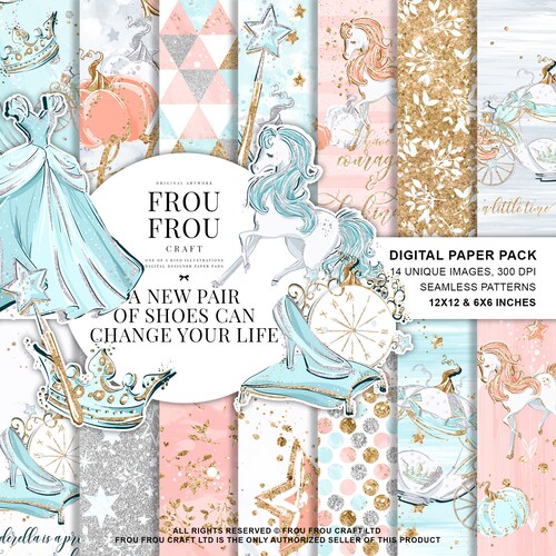 Cinderella Clipart Fairy Tale Princess Glass Slipper - Etsy