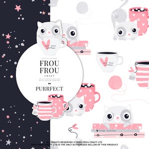 Cute Kitten Digital Paper Pack, Cat Paper Pack, Pastel Nursery Pink ...