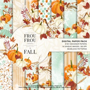 Autumn Paper Pack Fall Background Pumpkin Scrapbook Watercolor ...