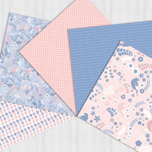 Rose Quartz Serenity Digital Paper Pack Pink Blue Valentine Heart ...