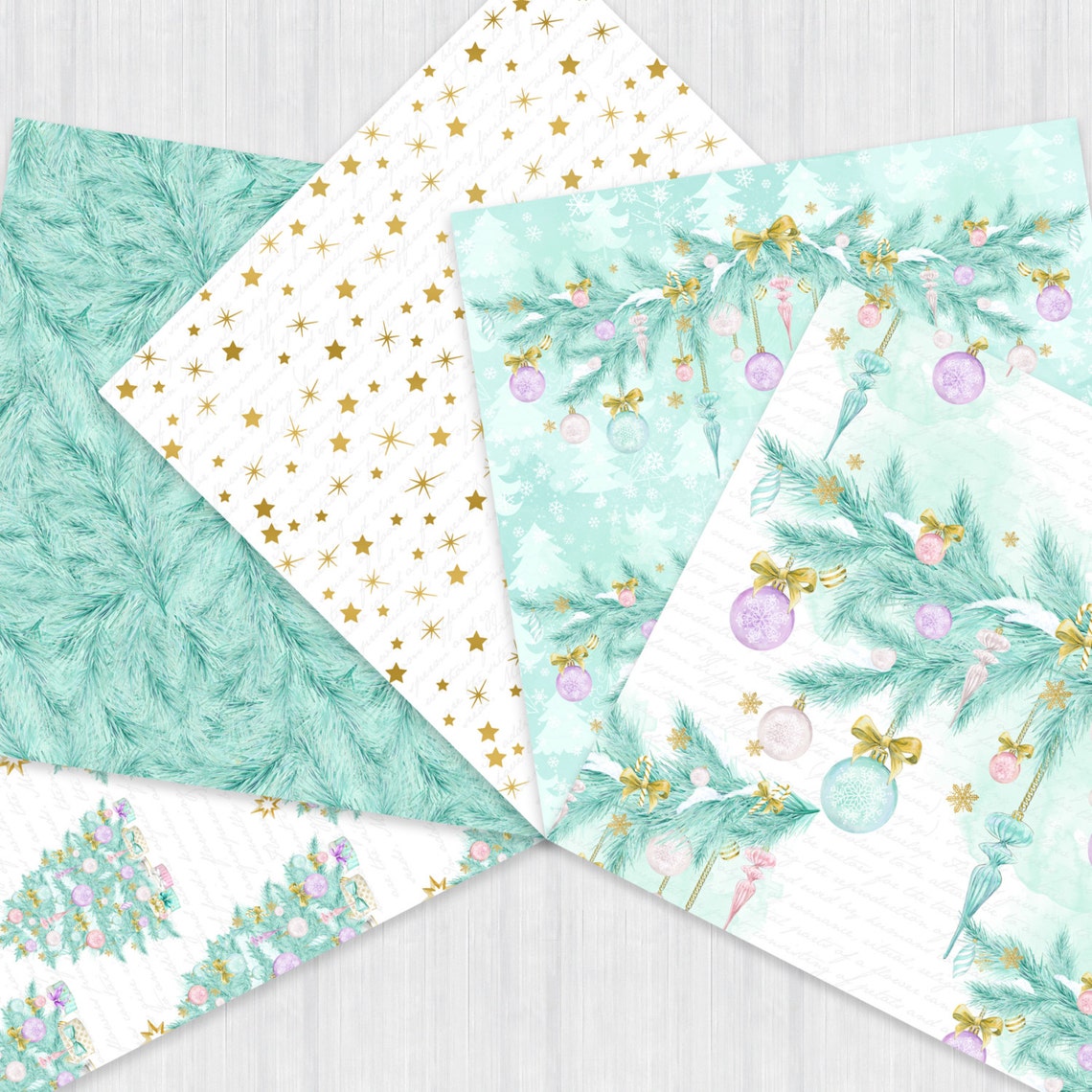 Christmas Paper Pack Christmas Digital Backgrounds Xmas Tree | Etsy
