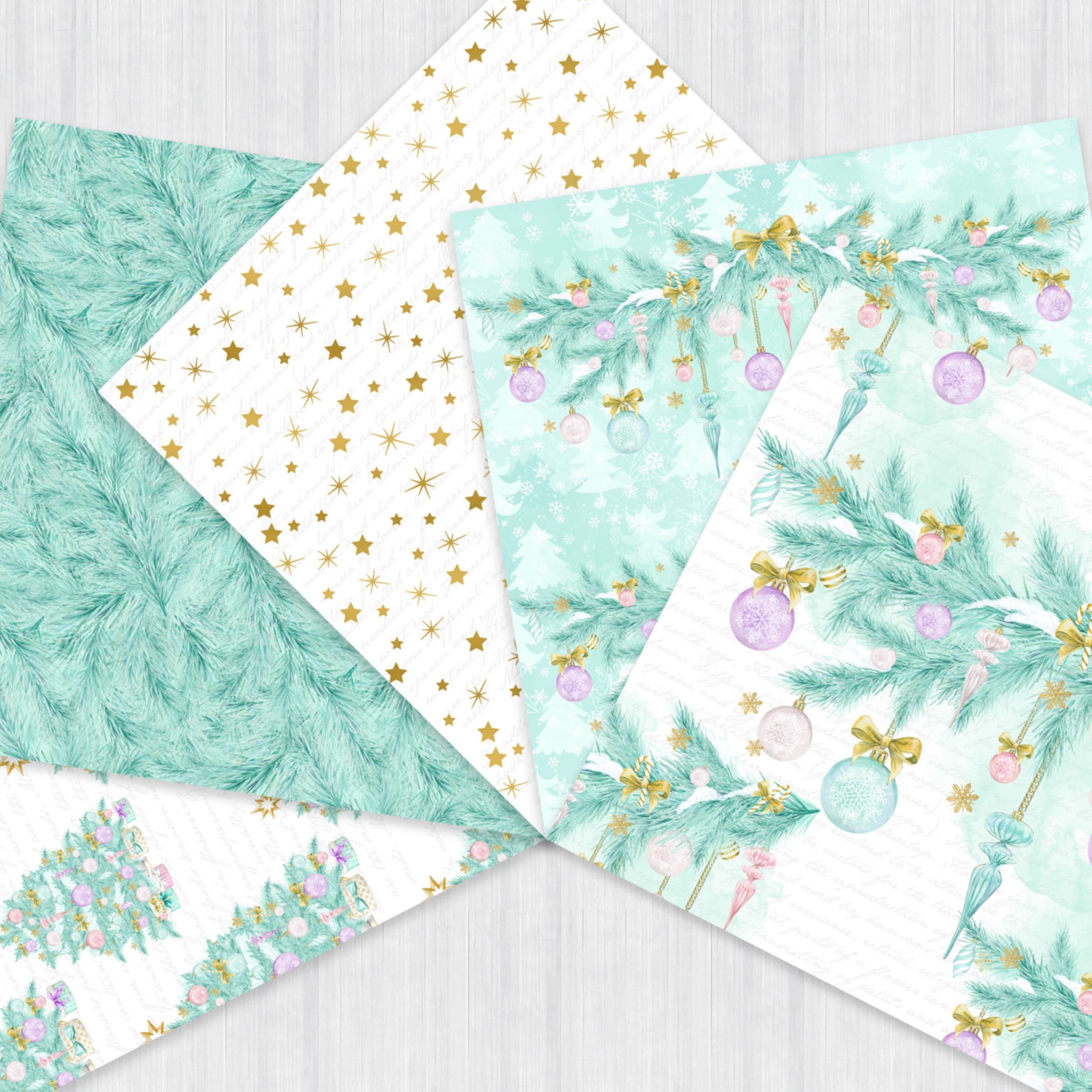 Christmas Paper Pack Christmas Digital Backgrounds Xmas Tree Scrapbook ...