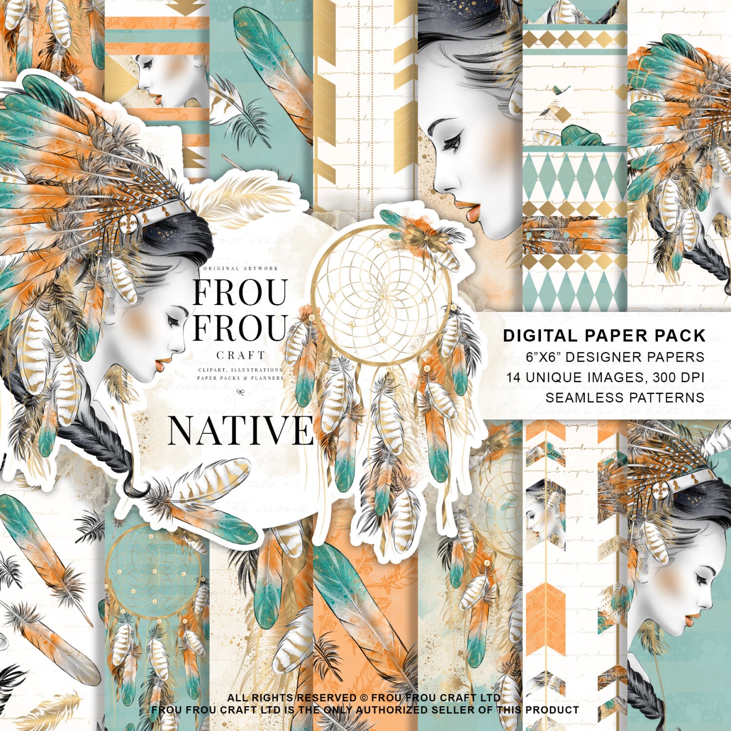 Tribal Paper Pack Native American Digital Backgrounds | Etsy