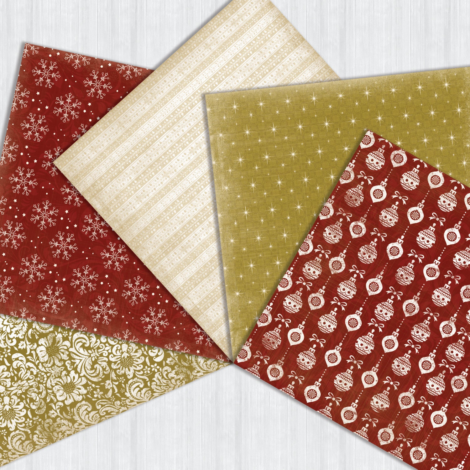 Vintage Christmas Digital Paper Pack Instant Download Red - Etsy