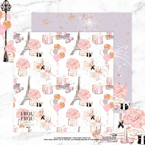 Valentine Paper Pack, Anniversary Digital Paper Pack, Paris Gold ...