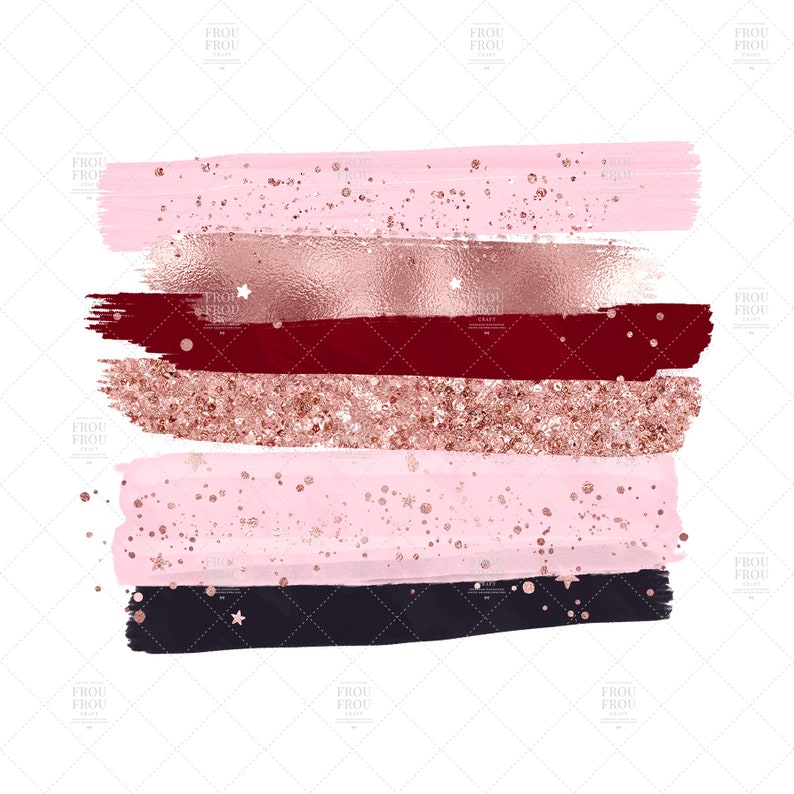 Pink Fairytale Brush Strokes Rose Gold Glitter Clip Art - Etsy