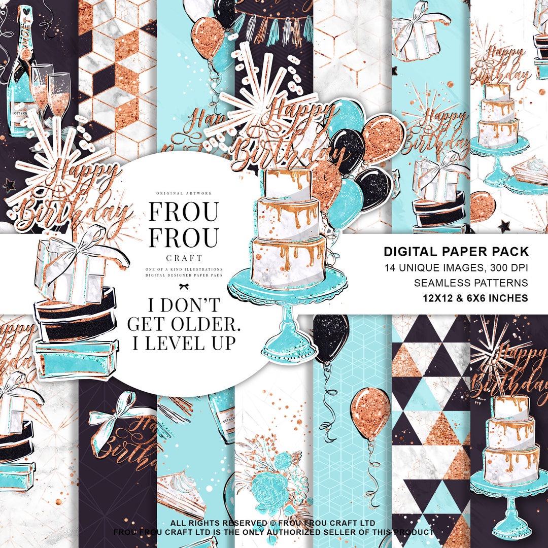 Birthday Paper Pack, Party Digital Paper Pad, Fashion New Year Planner ...