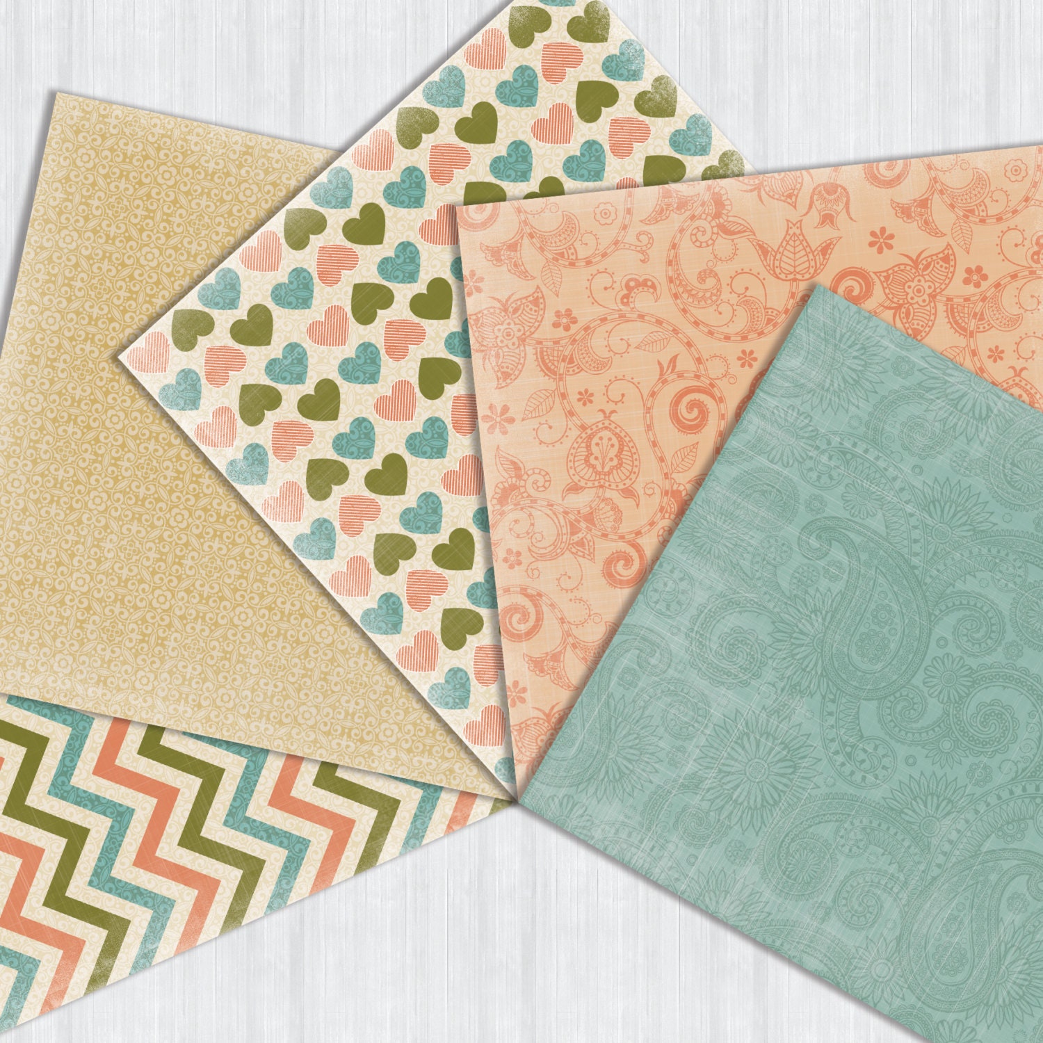 Vintage Orient Digital Paper Pack Instant Download Ornament | Etsy