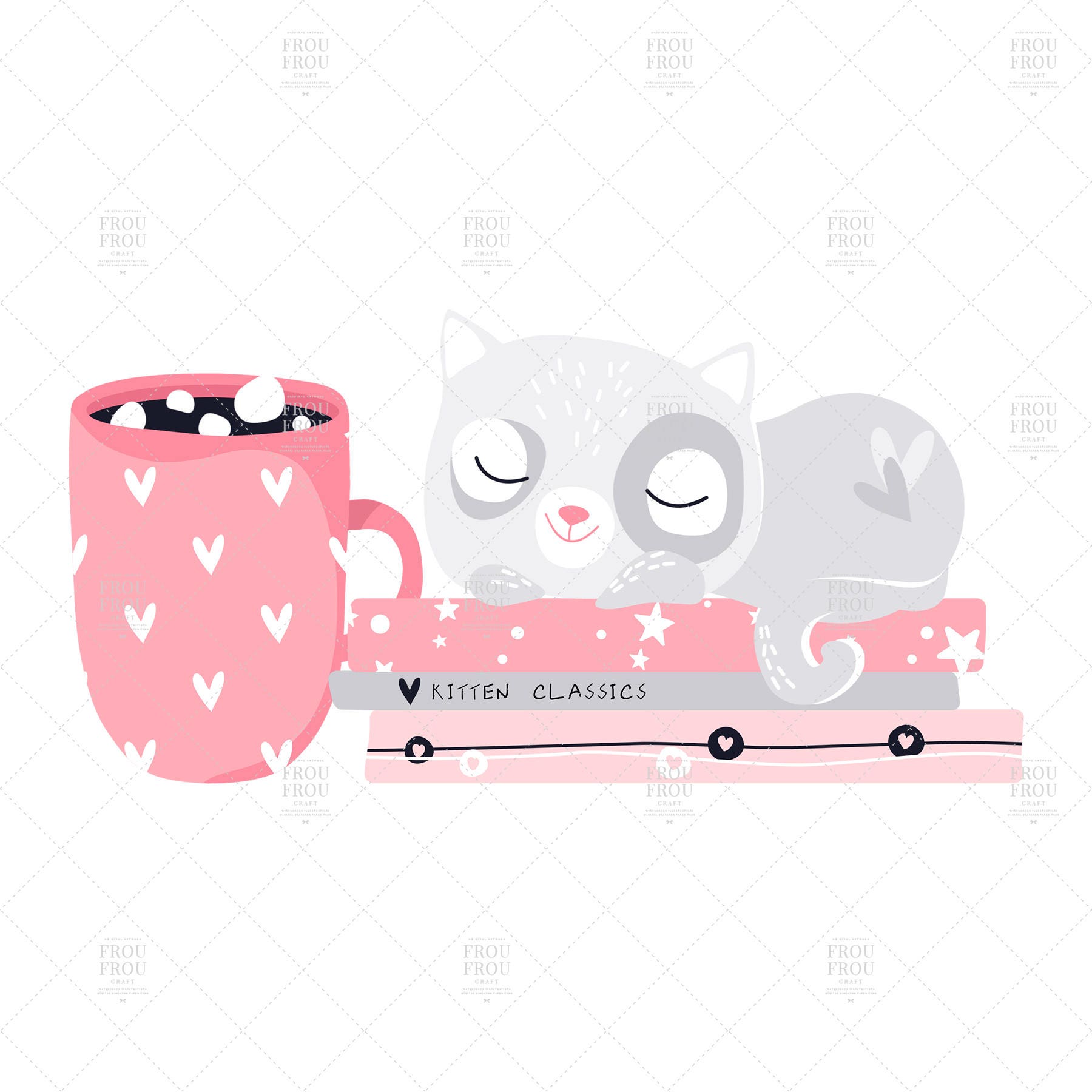 Cute Kitten Clipart Cat Clip Art Nursery Baby Girl Pink - Etsy