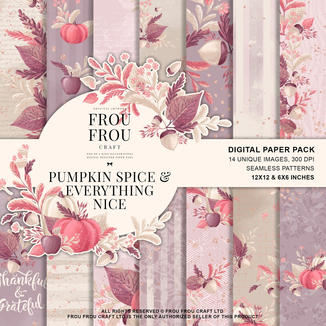 Thanksgiving Paper Pack Fall Digital Paper Pack Pumpkin Spice - Etsy