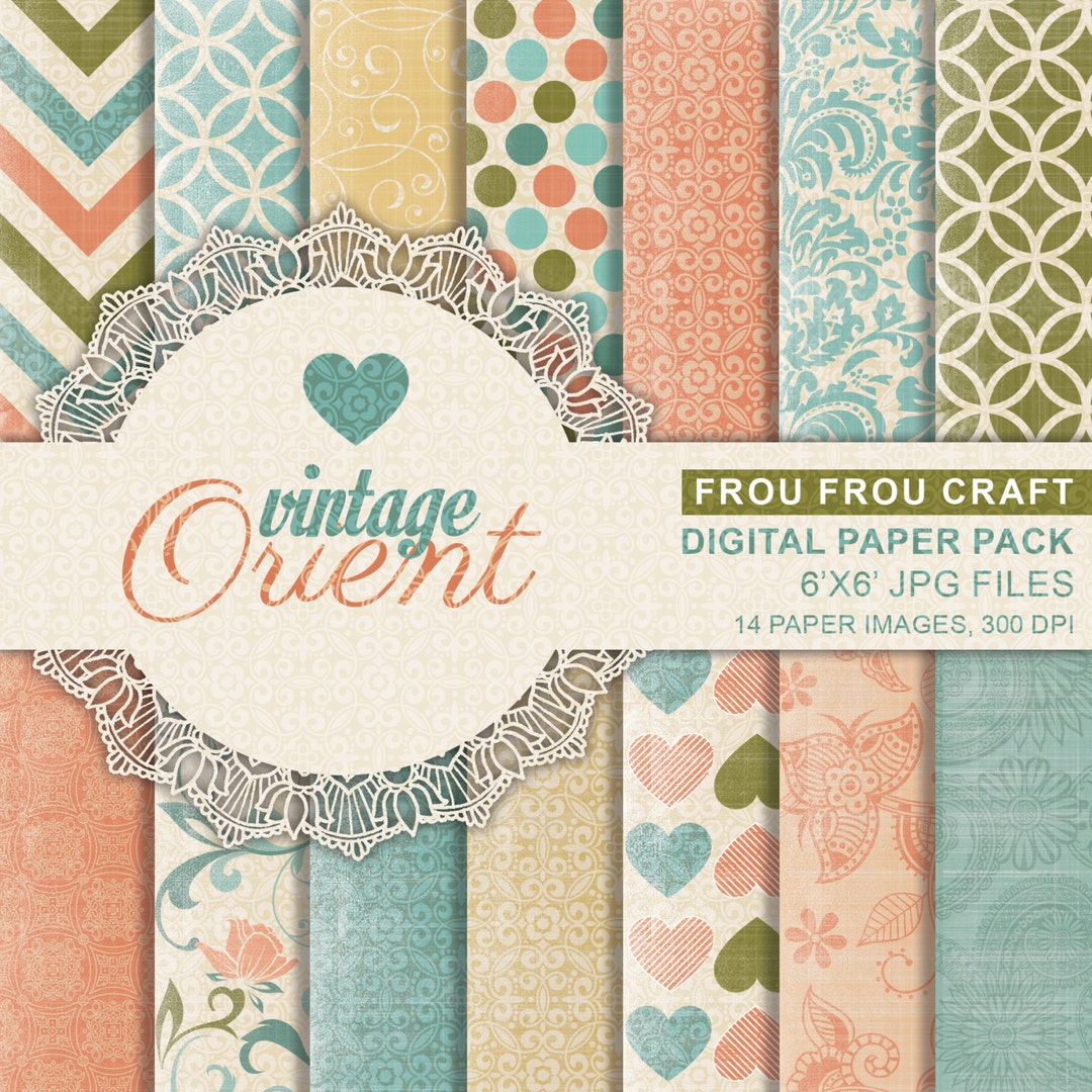 Vintage Orient Digital Paper Pack Instant Download Ornament East Indian ...